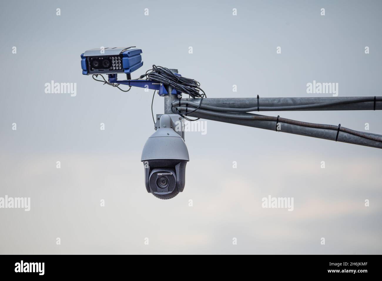 Speed control and traffic monitoring camera close up Stock Photo - Alamy