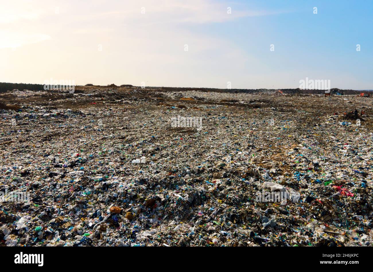 Garbage dump with plastic bags and food waste. Recycling of waste on ...
