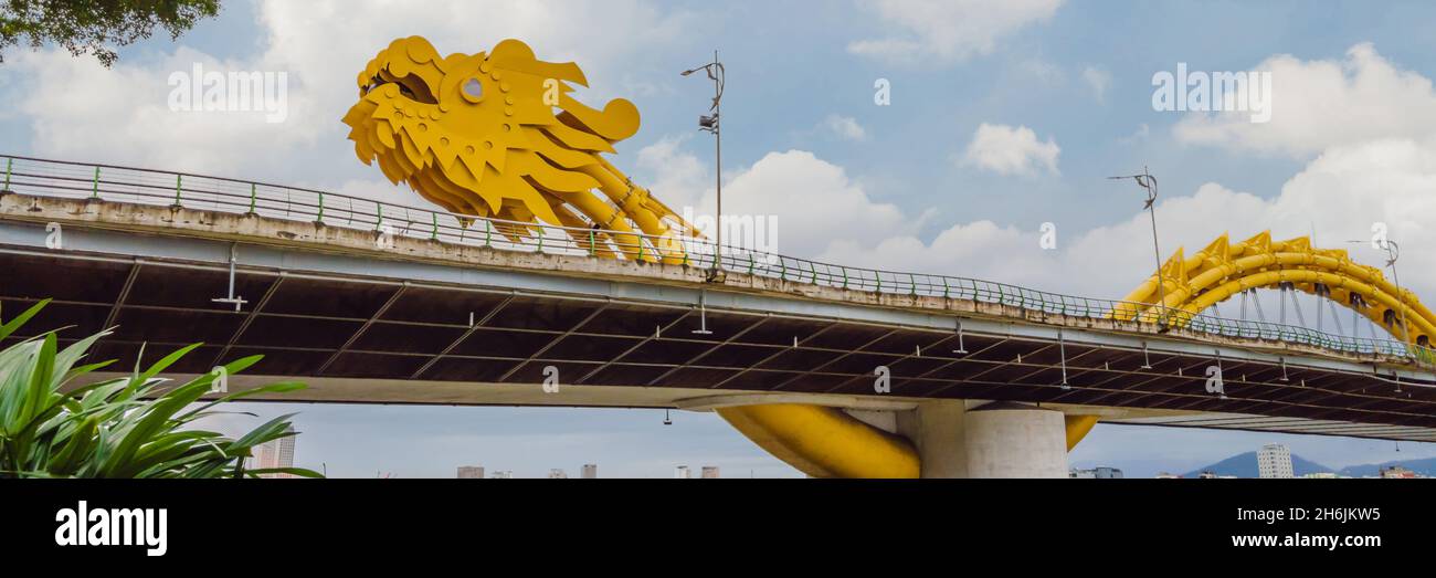 Dragon River Bridge, Rong Bridge in Da Nang, Vietnam BANNER, LONG ...