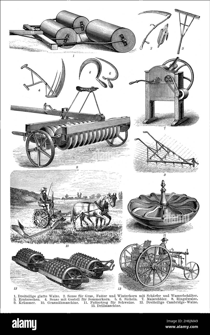 Agricultural equipment, 19th century Stock Photo - Alamy