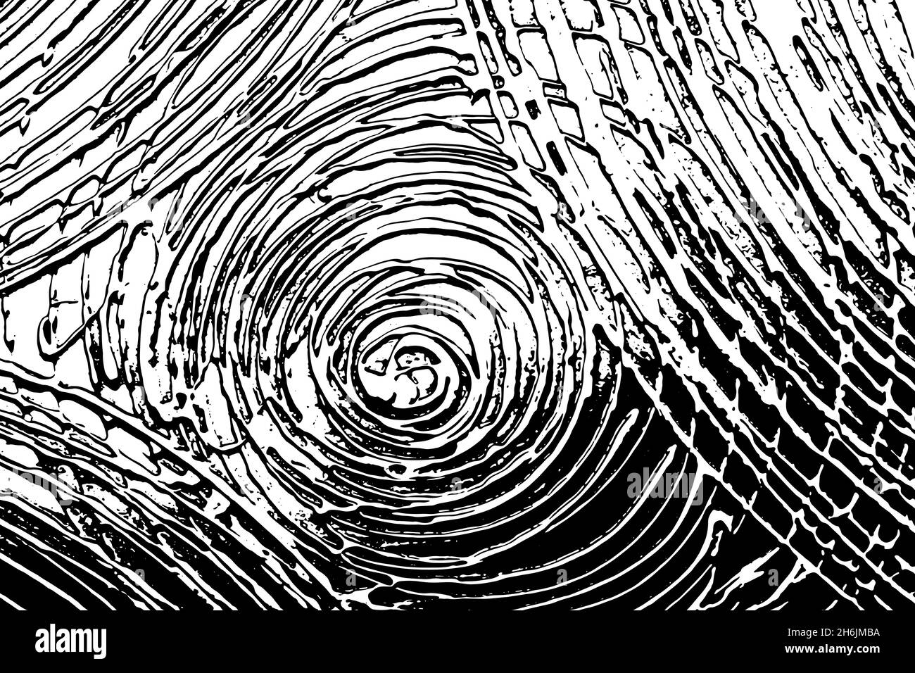 Abstract vector texture with round waves, black and white grunge ...