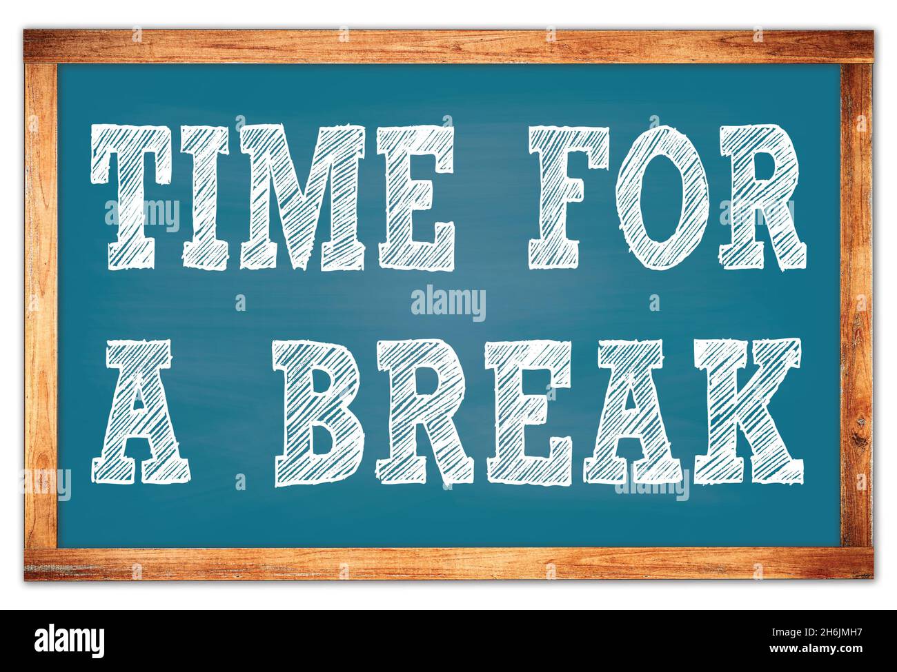 TIME FOR A BREAK written on blue wooden frame school blackboard Stock ...