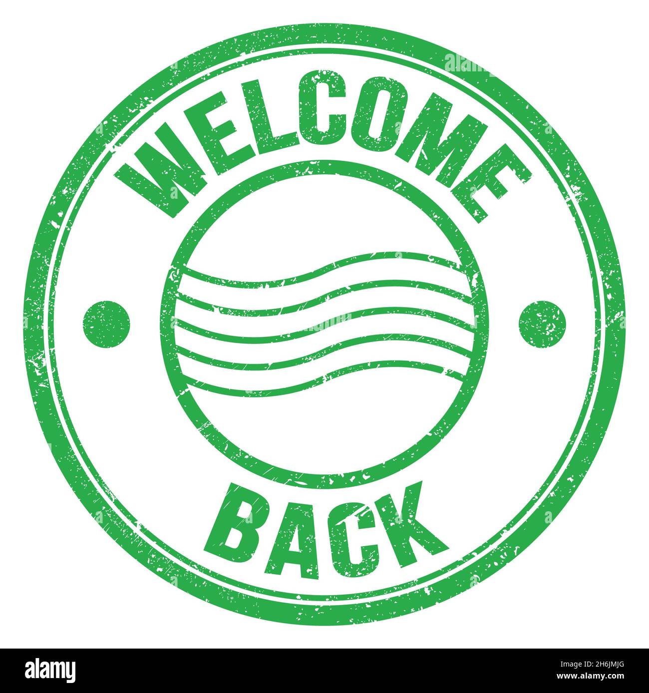 WELCOME BACK text written on green round postal stamp sign Stock Photo ...