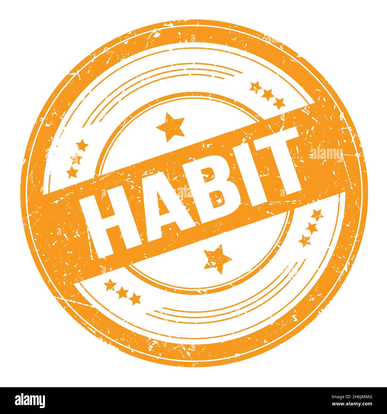 HABIT text on orange round grungy texture stamp Stock Photo - Alamy