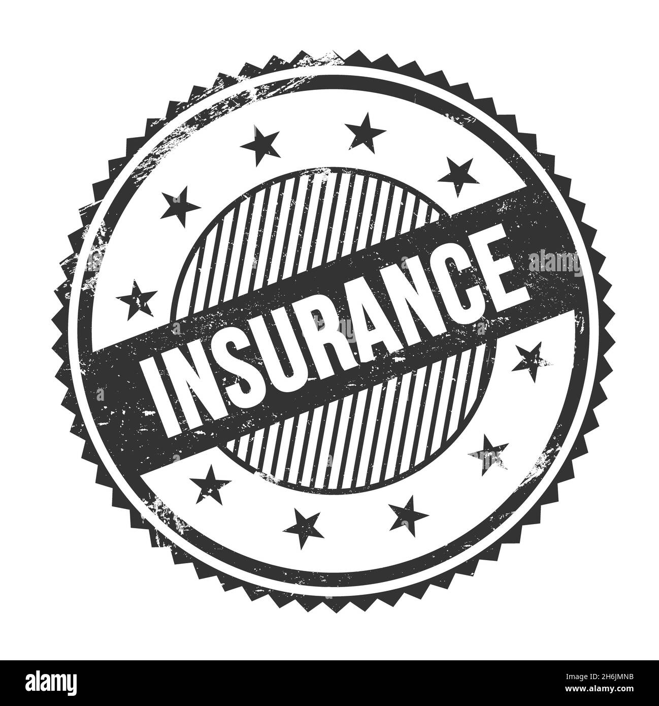 INSURANCE text written on black grungy zig zag borders round stamp ...