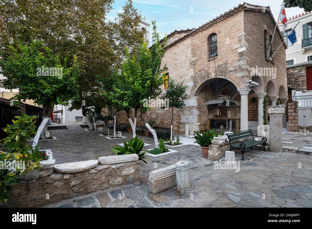 Athens, Greece. November 2021. the courtyard of the Church of the Holy ...
