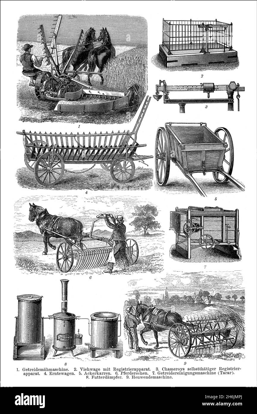 Agricultural equipment, 19th century Stock Photo - Alamy