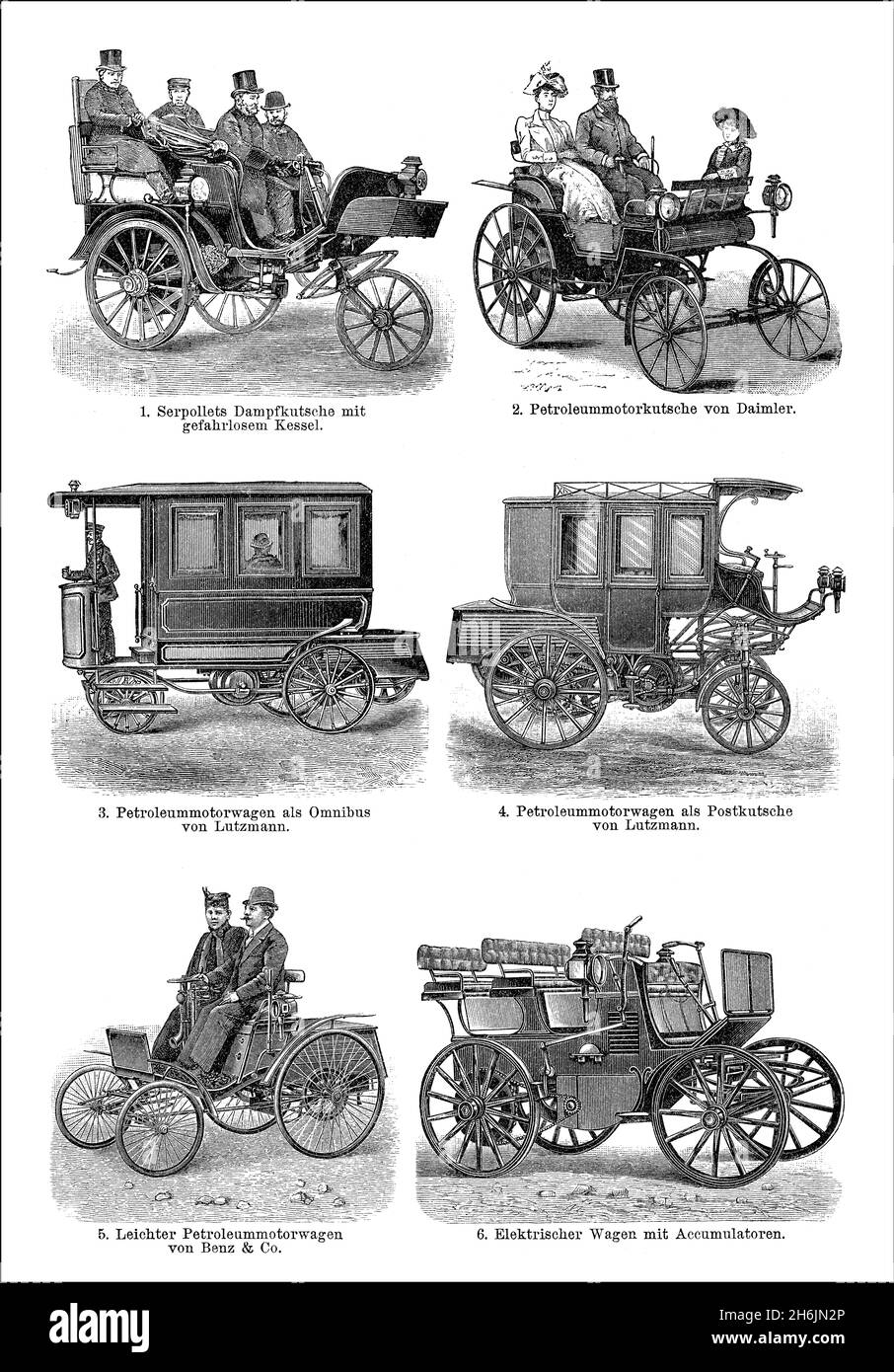 Steam and petroleum cars, 19th century Stock Photo - Alamy