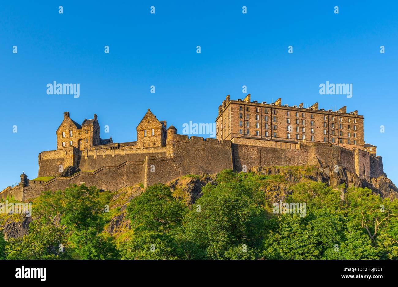 View of Edinburgh Castle from Princes Street at sunset, UNESCO World ...