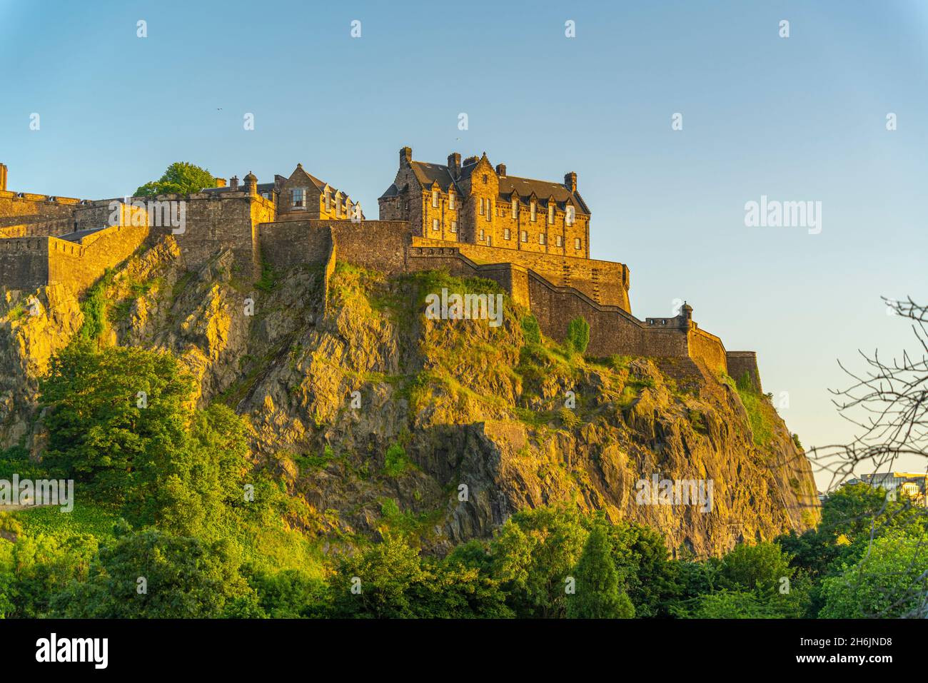 View of Edinburgh Castle from Princes Street at sunset, UNESCO World ...
