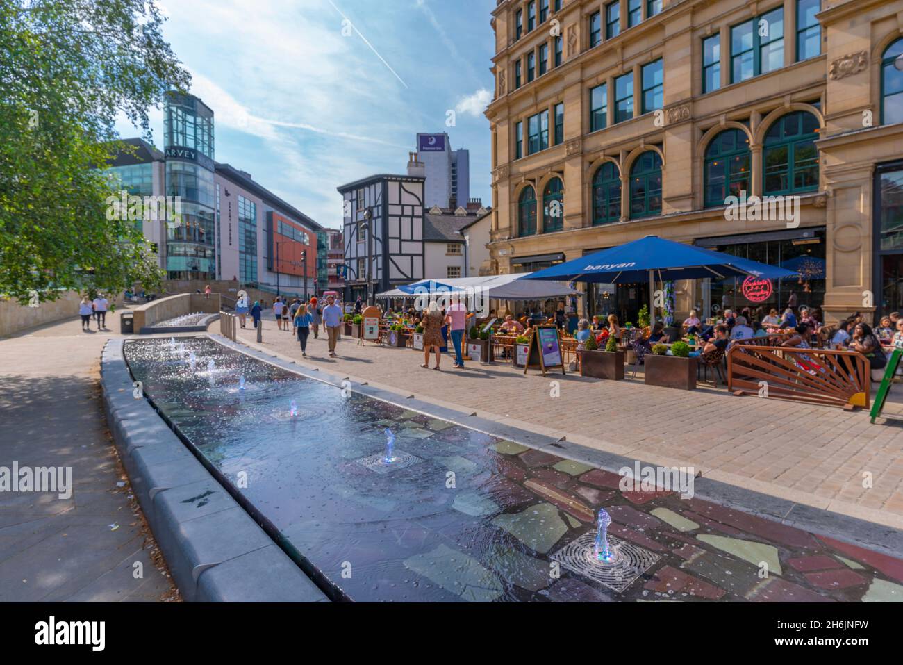 View of buildings in Exchange Square, Manchester, Lancashire, England ...