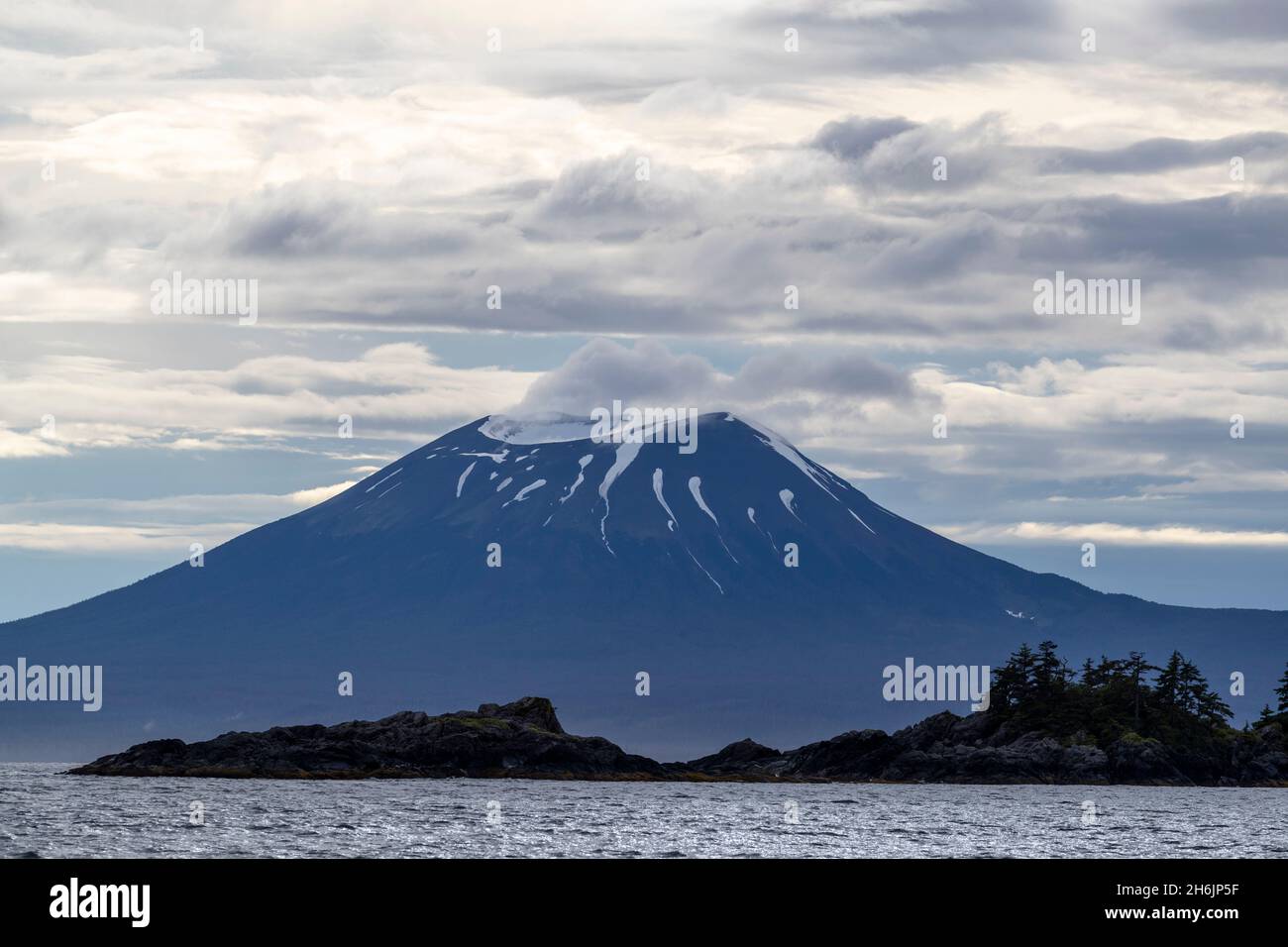 The dormant volcano Mount Edgecomb just outside the city of Sitka ...