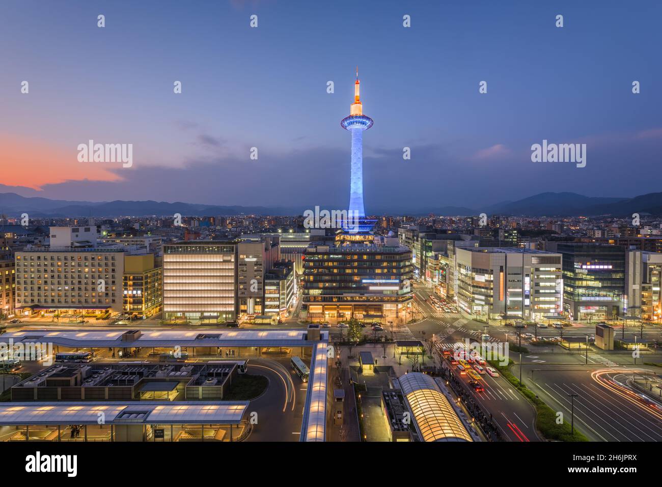 Kyoto, Japan cityscape at Kyoto Tower at dusk Stock Photo - Alamy