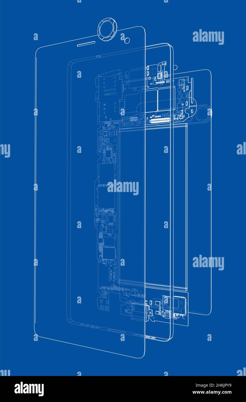 Disassembled smartphone concept outline Stock Photo - Alamy