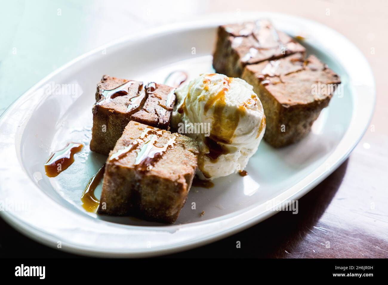 Fried Gofio, flour of roasted and ground cereal, in shape of brownies ...