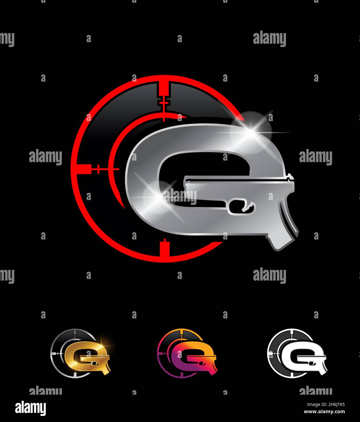 A vector Illustration set of Gun Monogram Logo Initial Letter Q Stock ...