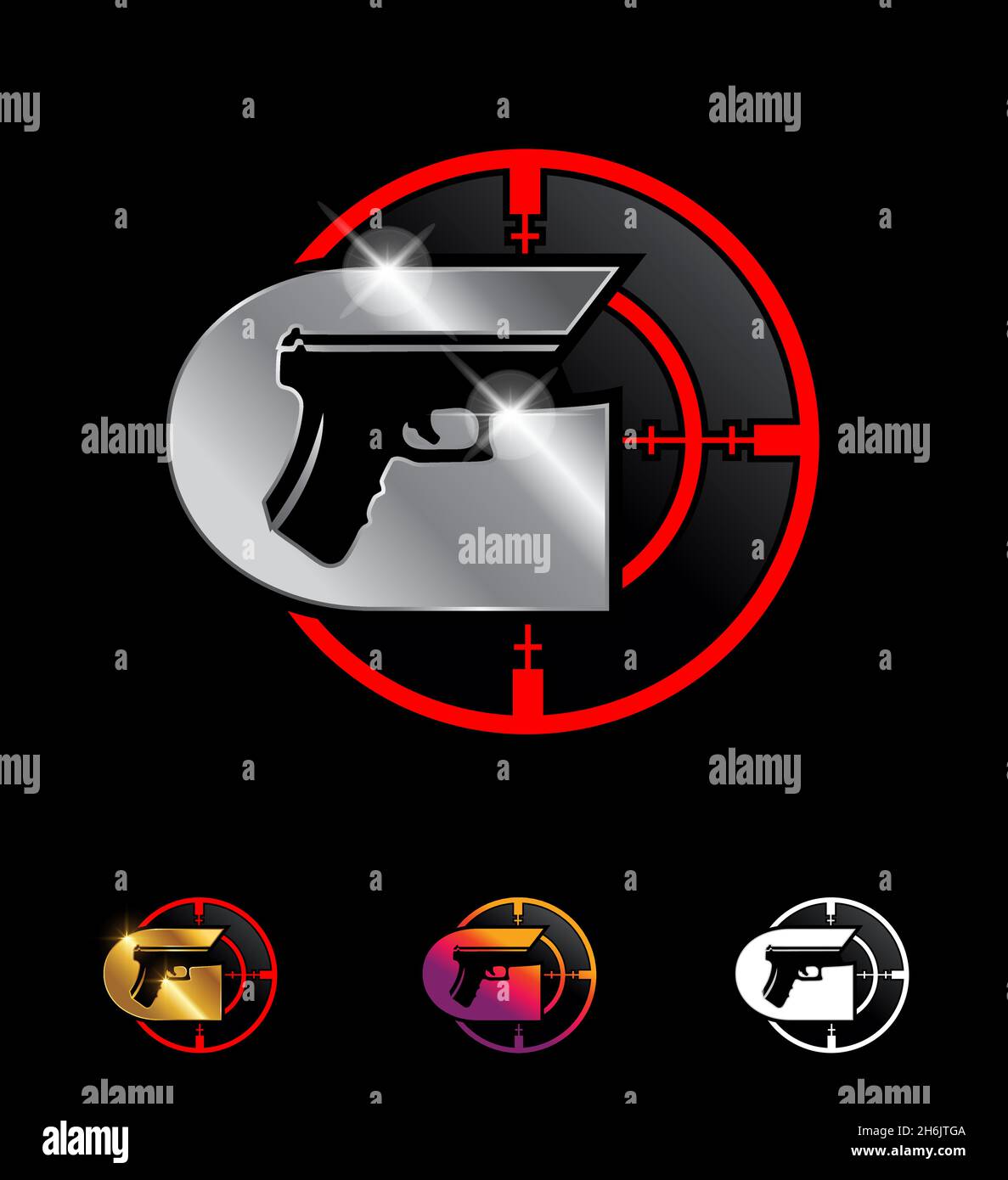 A Vector Illustration set of Gun Monogram Logo Initial Letter G Stock ...