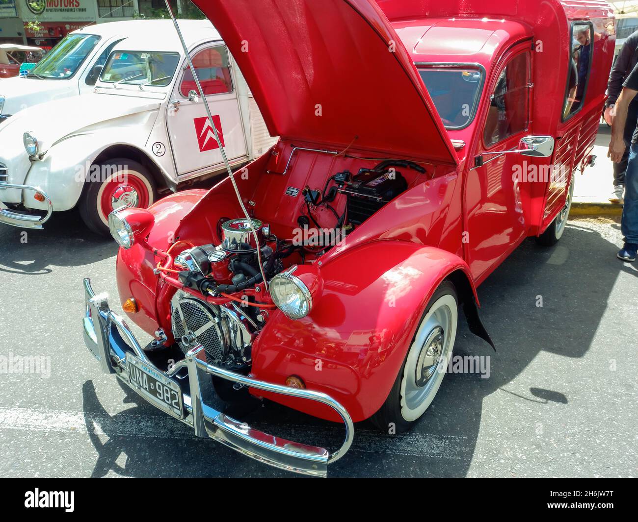 BUENOS AIRES, ARGENTINA - Nov 07, 2021: shot of a vintage red Citroen ...