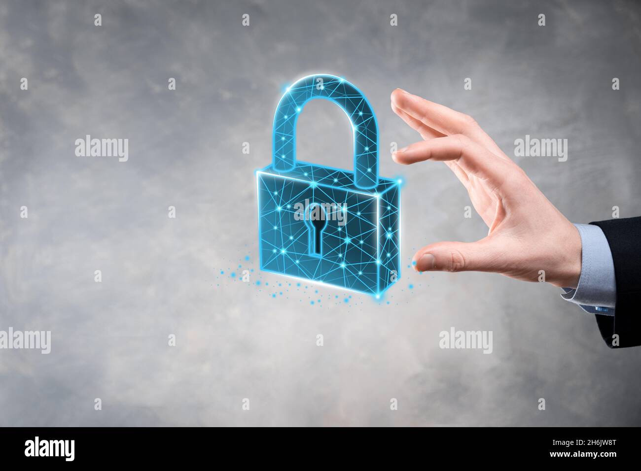 Cyber security network. Padlock icon and internet technology networking ...