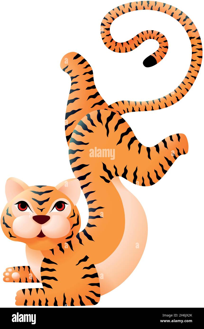 Funny tiger. Cartoon mascot. Strong happy animal Stock Vector Image ...