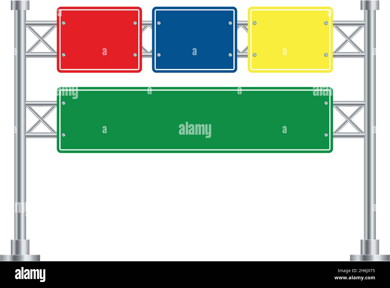 Colorful signboard. Street road sign with blank destination boards ...