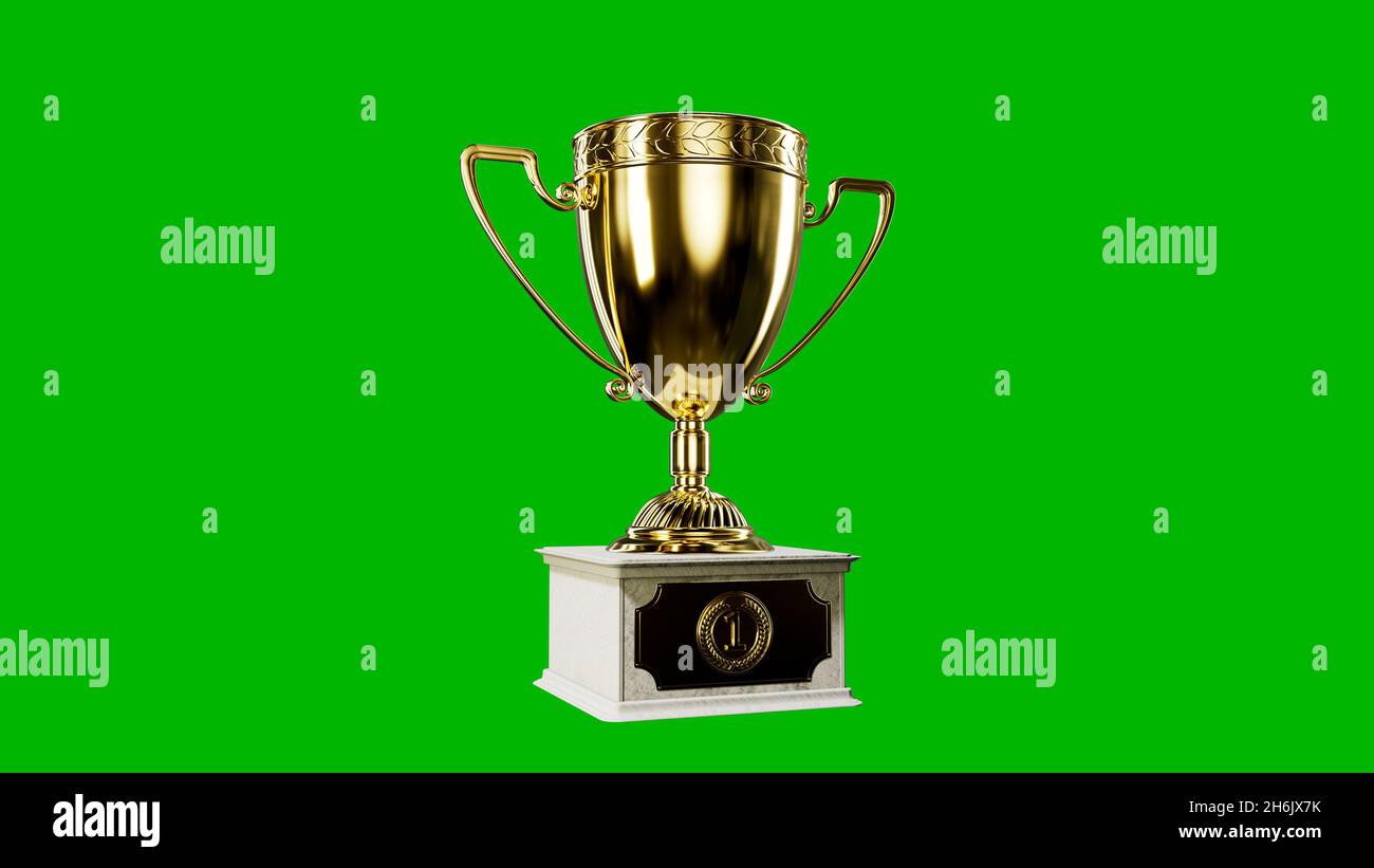 reward cup with pedestal on chroma key screen, isolated - object 3D ...
