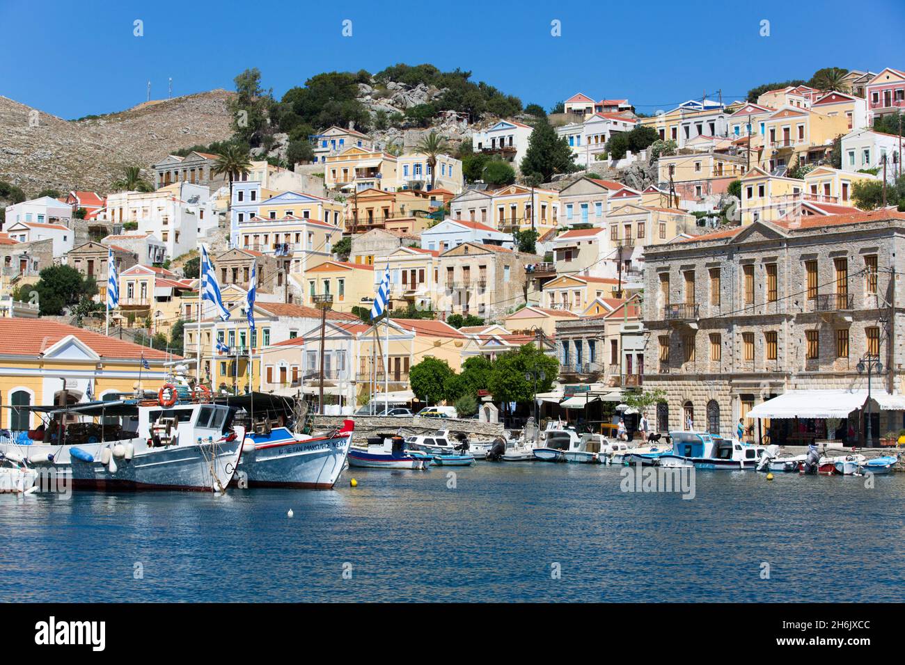 Gialos Harbor, Symi (Simi) Island, Dodecanese Island Group, Greek ...
