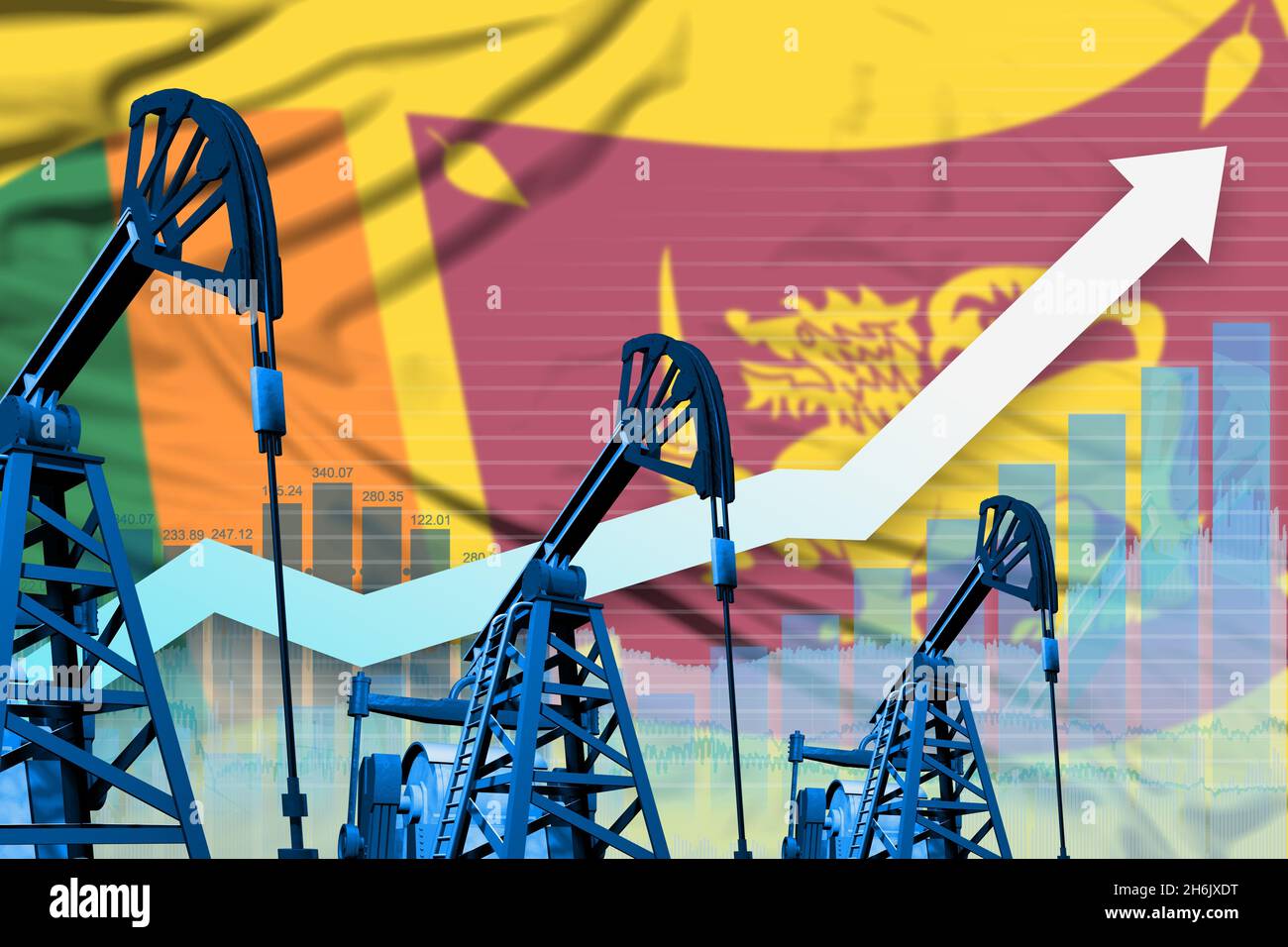 Sri Lanka oil industry concept, industrial illustration - rising up ...