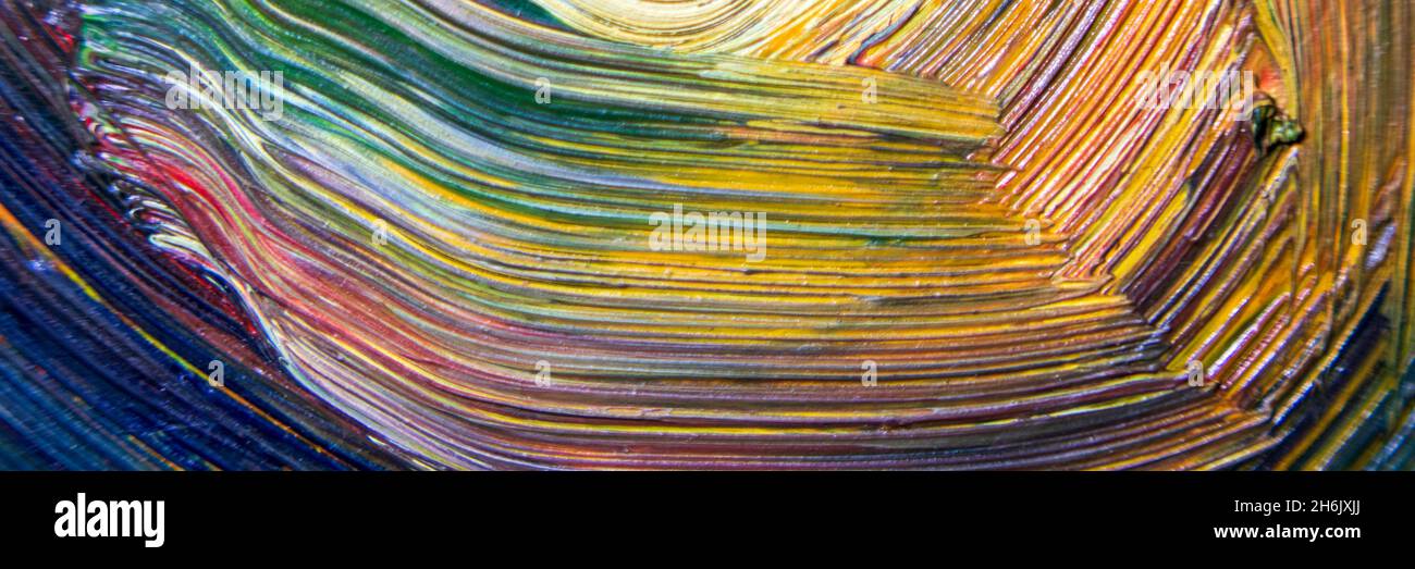 Selective focus of paint strokes. Abstract colorful background. Close ...