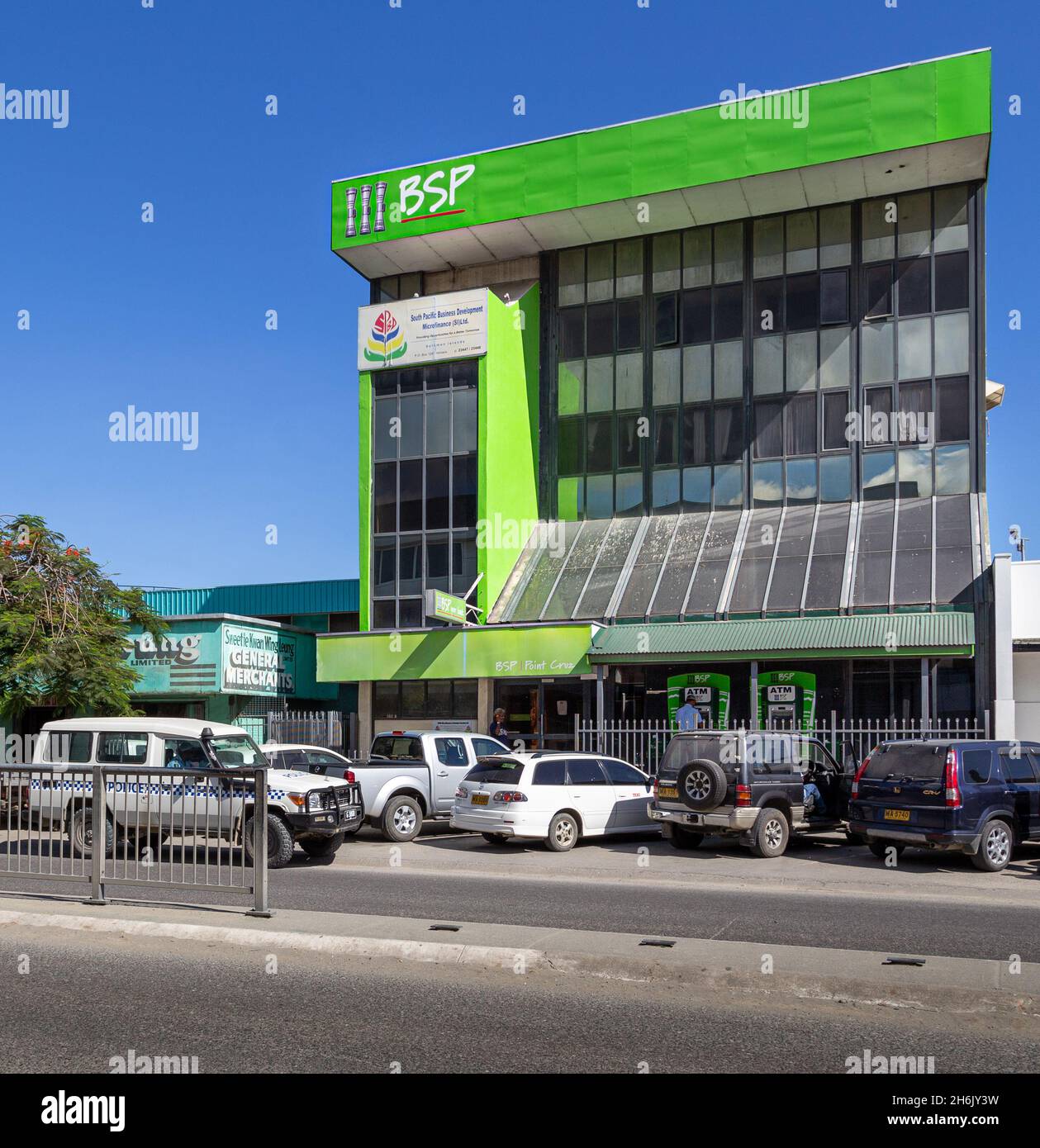 HONIA, SOLOMON ISLANDS - Jan 13, 2016: The BSP Bank building and ...