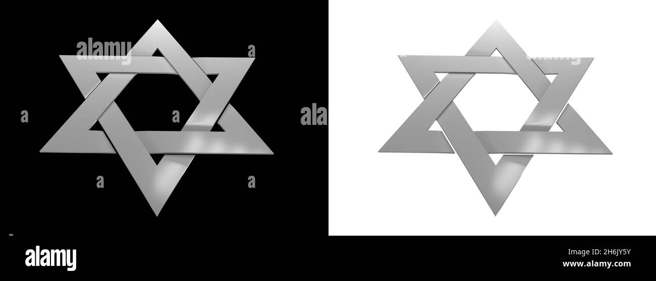 white shield of david symbol isolated, concept object 3D illustration ...