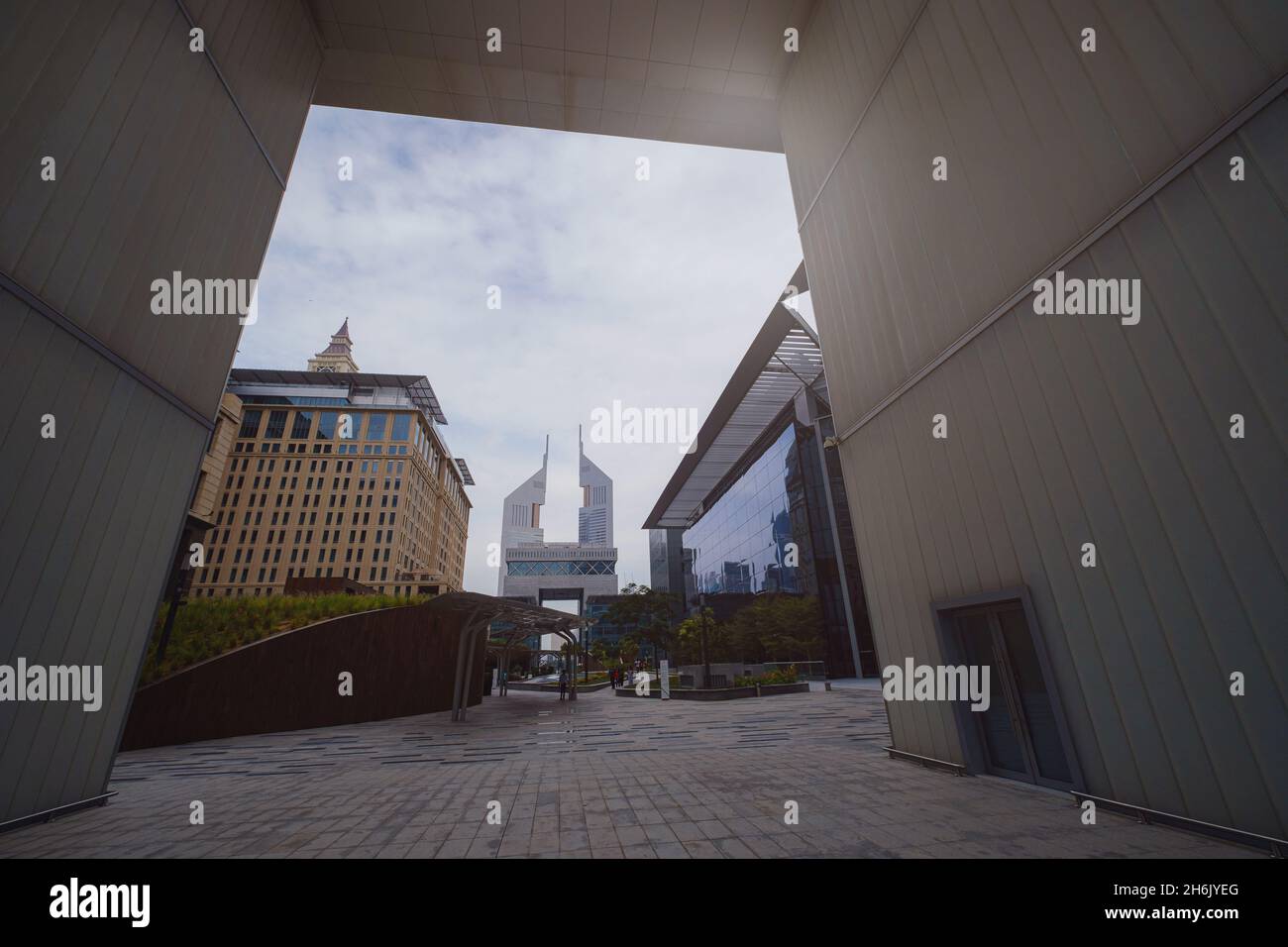 Dubai, UAE 19 February 2021: Dubai city downtown walk. Dubai capital ...
