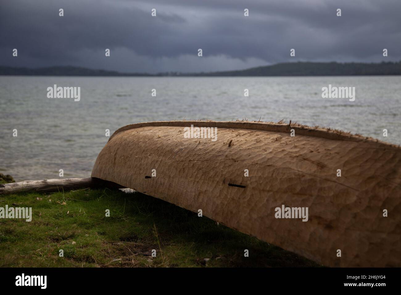 Hand-carved dugout canoe at Chuchulu Village, Marovo lagoon, Western ...