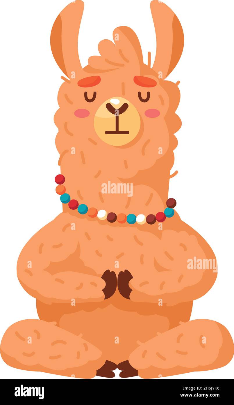 Yoga lama. Alpaca meditates. Cartoon cute animal Stock Vector Image ...