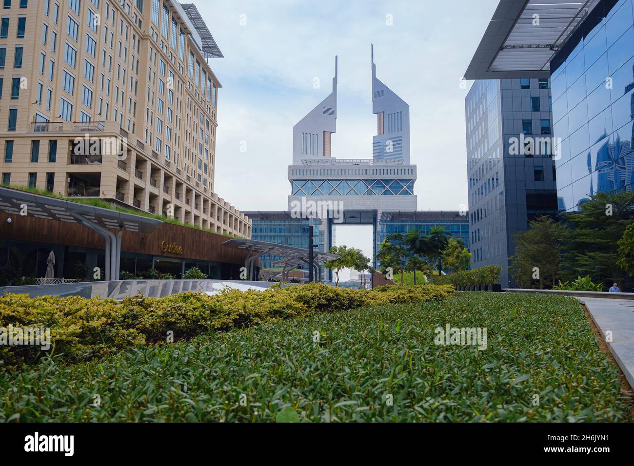 Dubai, UAE 19 February 2021: Dubai city downtown walk. Dubai capital ...