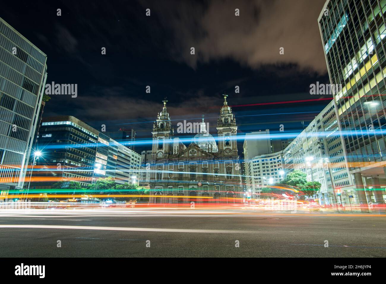 Candelaria Church in Rio de Janeiro City Downtown With Traffic Light ...