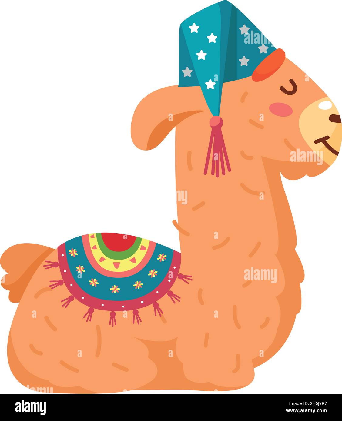 Cartoon llama sleep. Alpaca resting. Cute peruvian animal Stock Vector ...