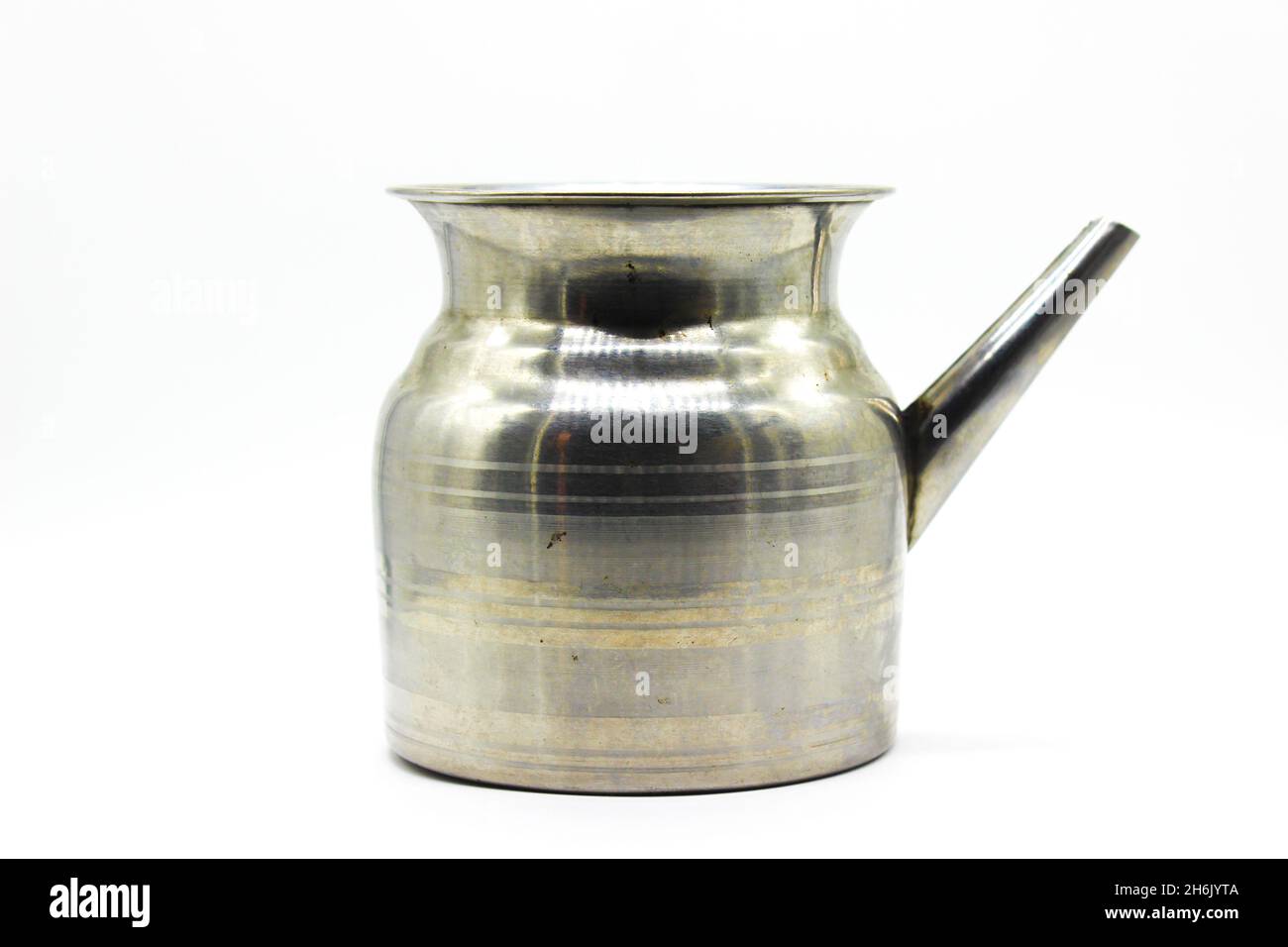 Stainless Steel Lota on white background with selective focus Stock ...