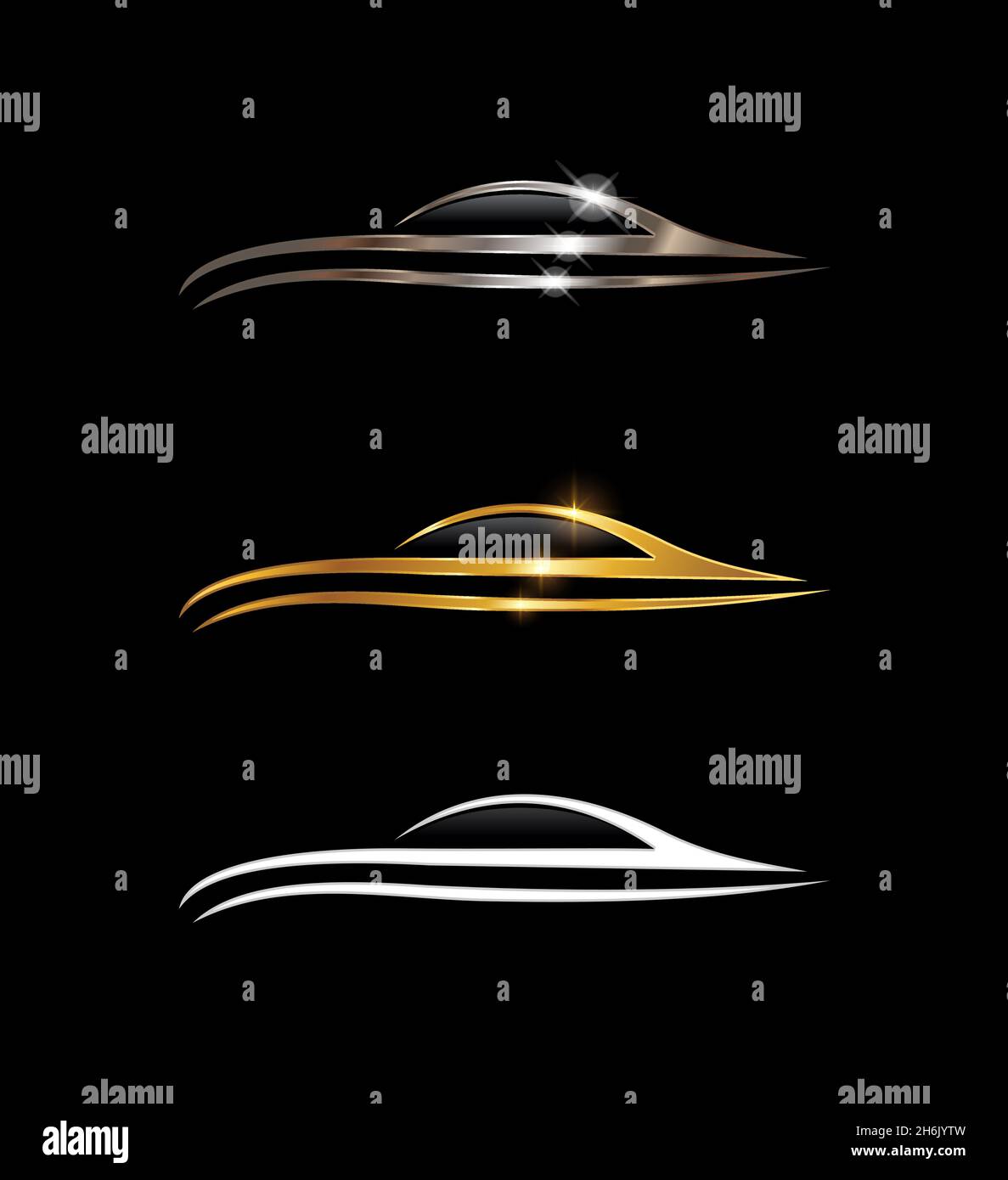 A vector Illustration set of Chrome and Gold Car Vector Sign Stock ...
