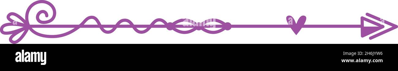 Vintage ornament divider. Decorative arrow with pink heart Stock Vector ...