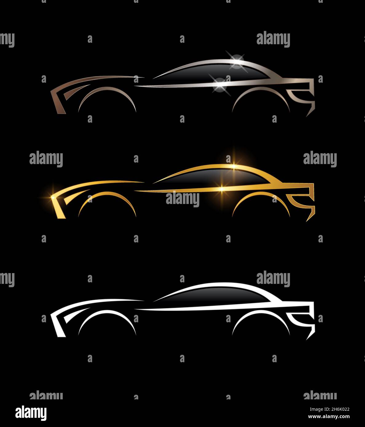 A vector Illustration set of Chrome and Gold Car Vector Sign Stock ...