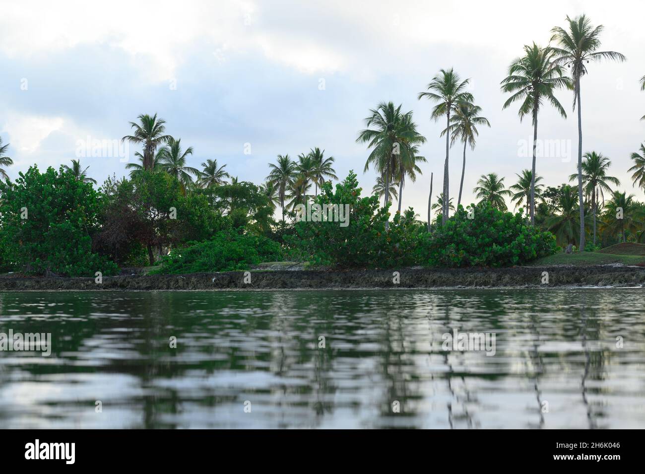 The photo shows the coast of the Atlantic Ocean with white sand. This ...