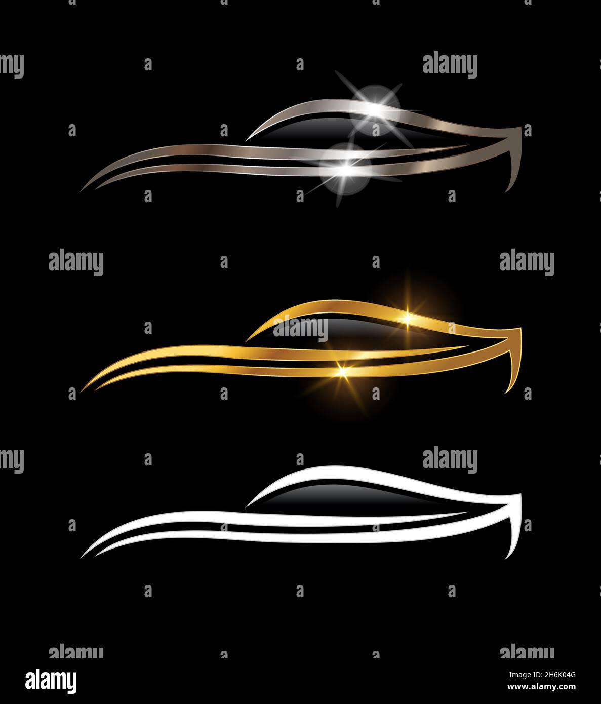 A vector Illustration set of Chrome and Gold Car Vector Sign Stock ...