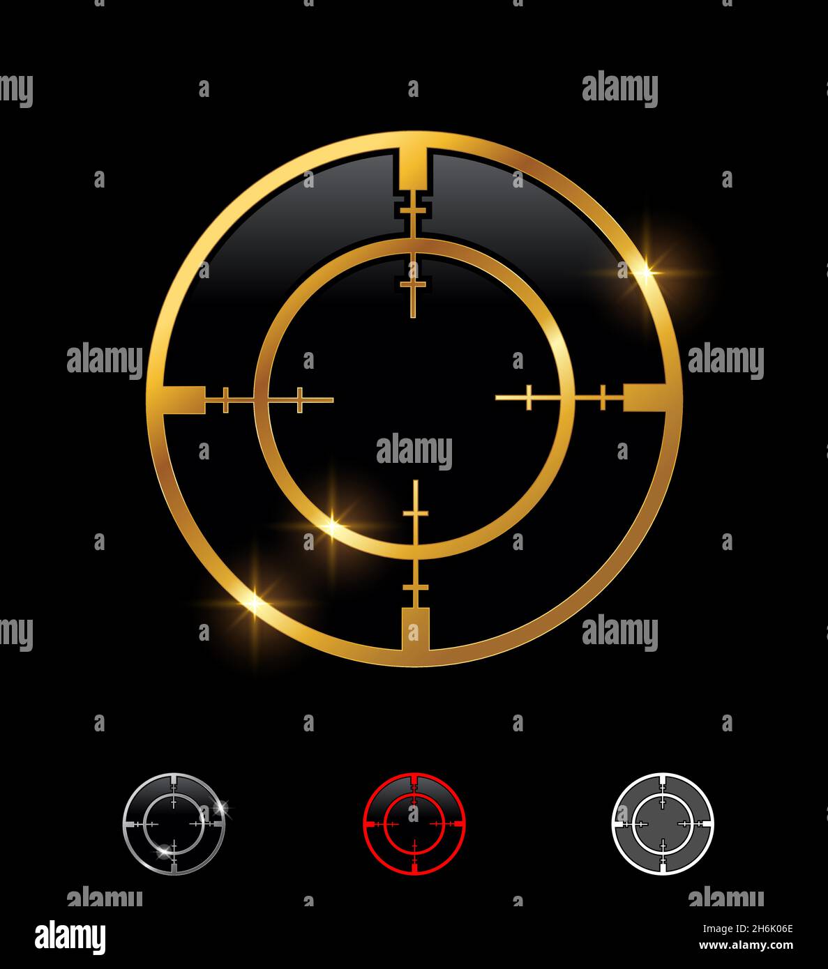 A Vector Illustration set of Golden Crosshair Shooting Target Vector ...