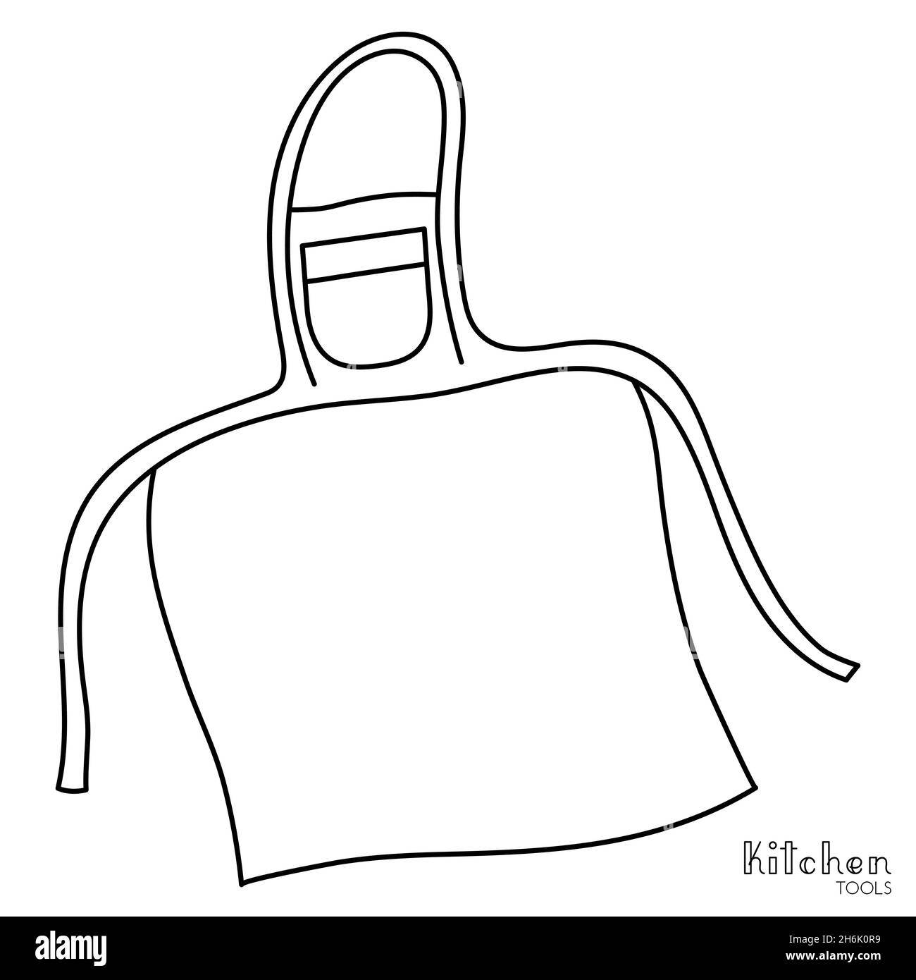 Kitchen tools apron for cooking and gardening outline simple ...