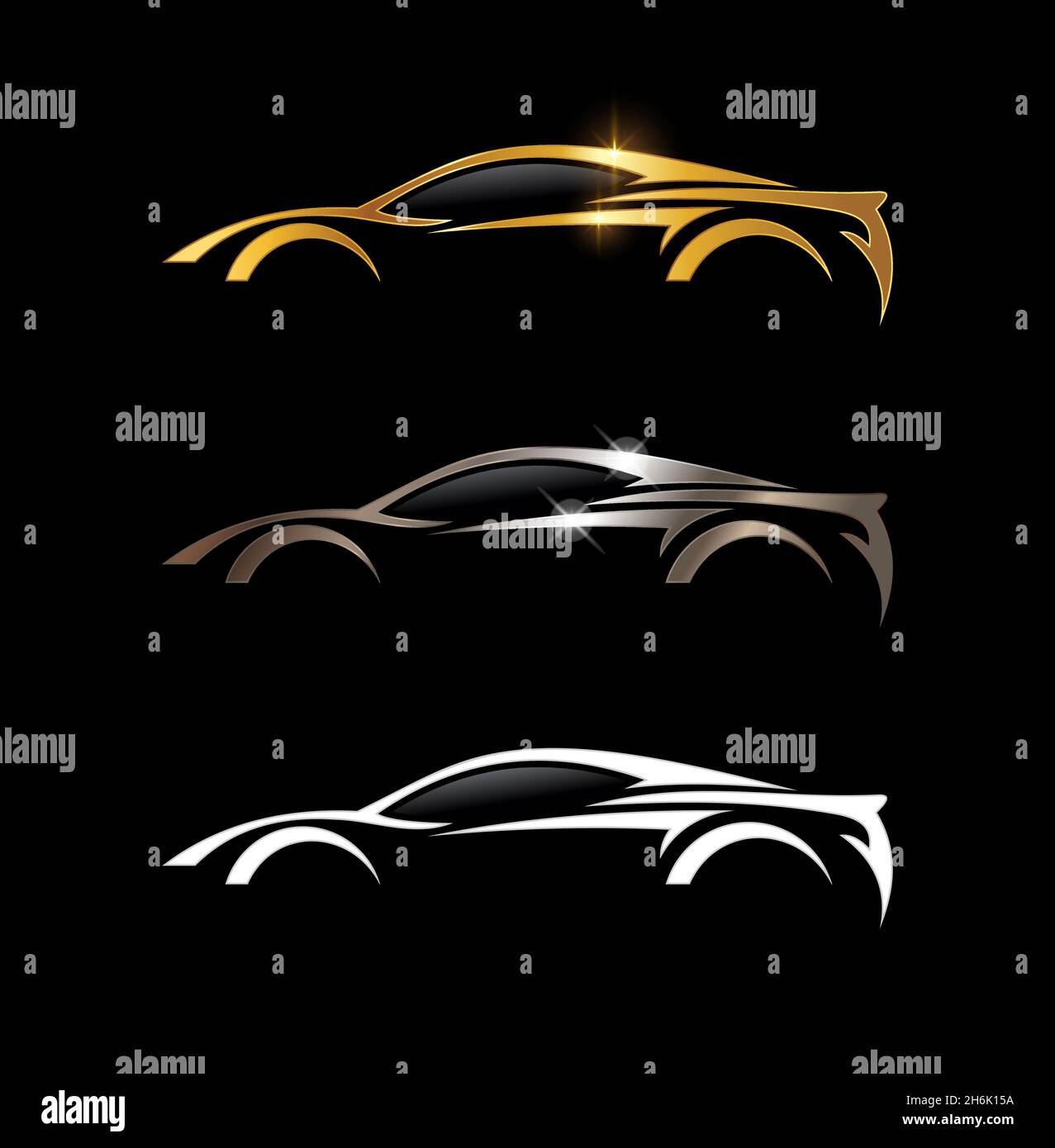 A vector Illustration set of Chrome and Gold Car Vector Sign Stock ...