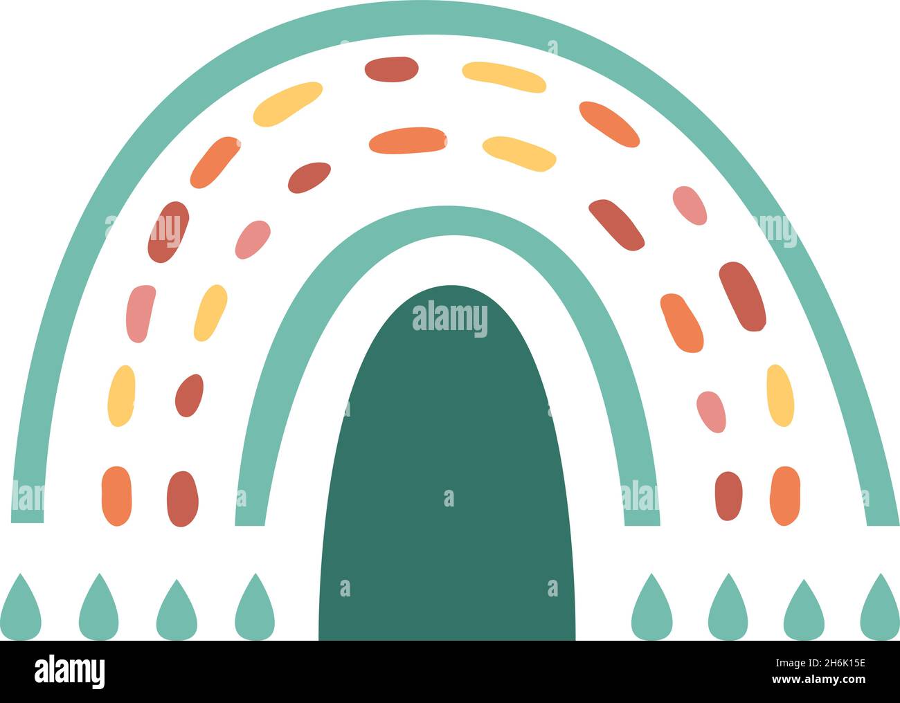Doodle rainbow with rain drops. Scandinavian boho style Stock Vector ...
