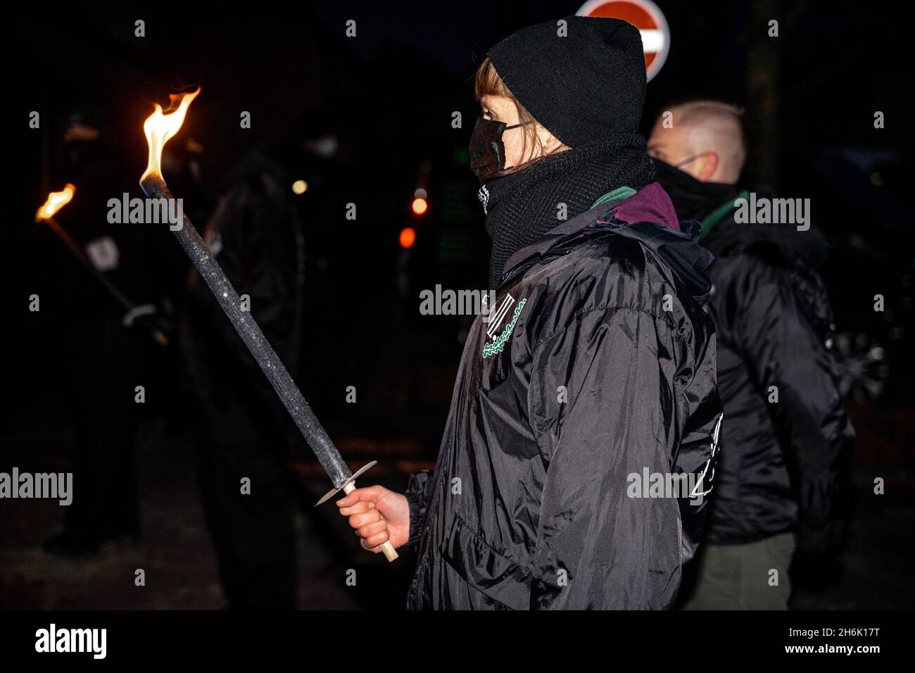 On November 13, 2021 a torch march of neo-nazis of the III. Weg (third ...