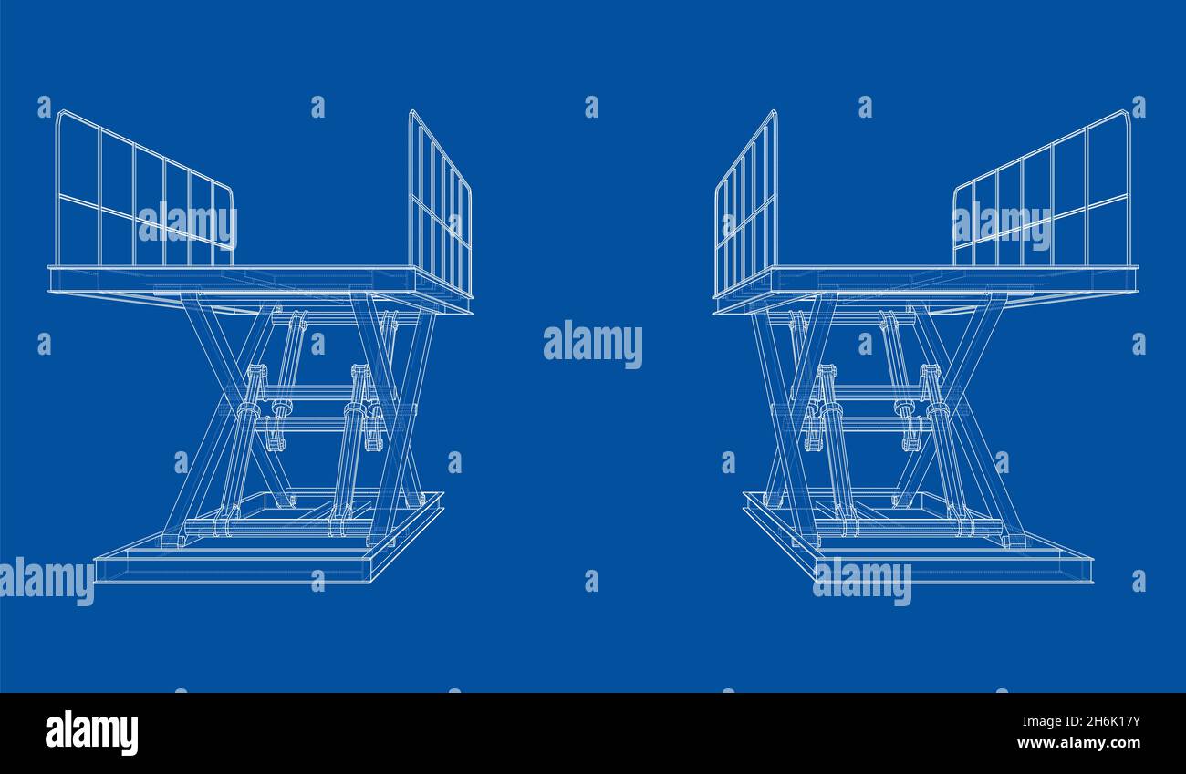 Scissors lift concept outline Stock Photo - Alamy