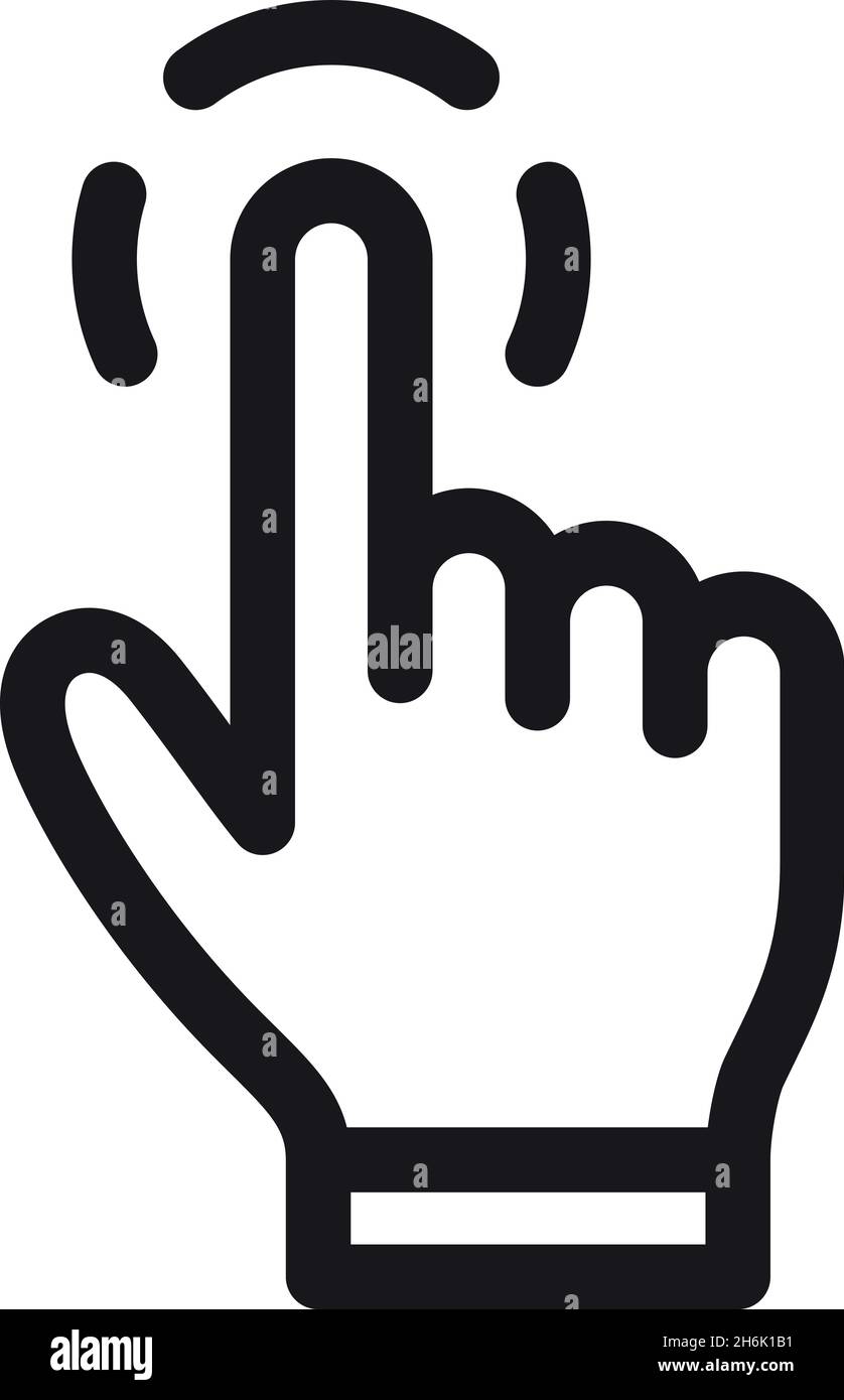 Hand with finger touching screen. Touch here sign Stock Vector Image ...